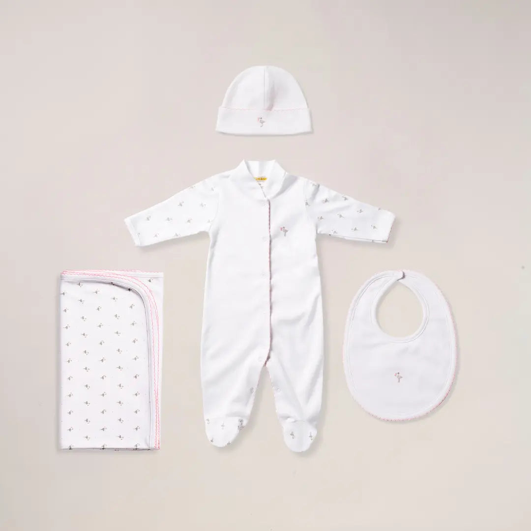 Stork Baby Clothing Set Pink | Newborn Layette – Blue Almonds
