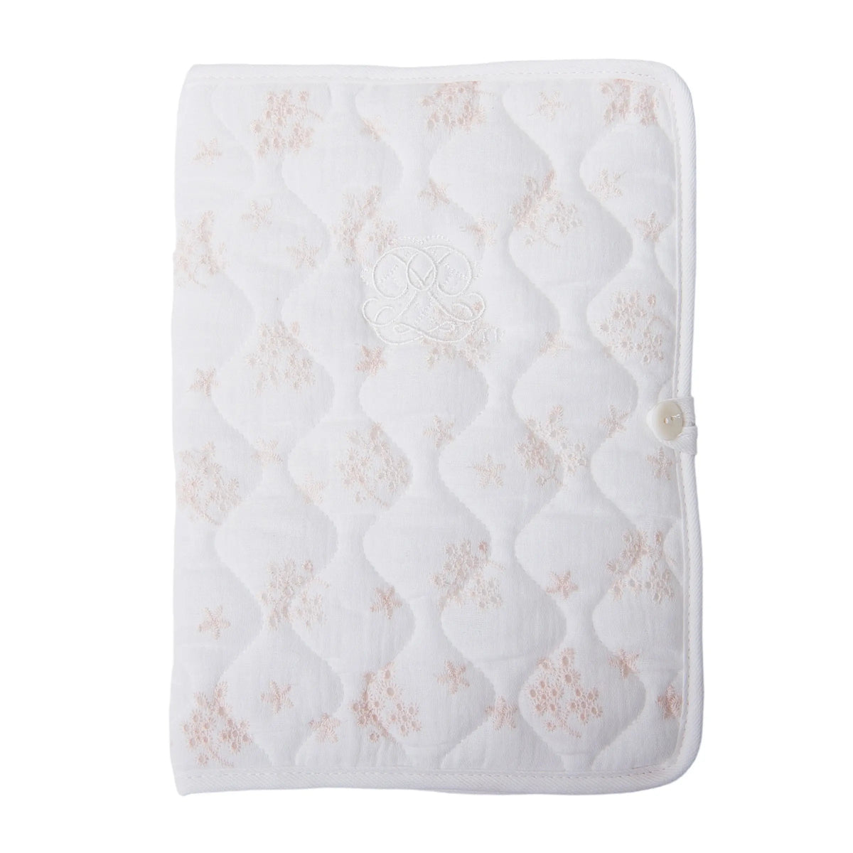 Health book Cover - Quilted - Pink Garden Party - Blue Almonds