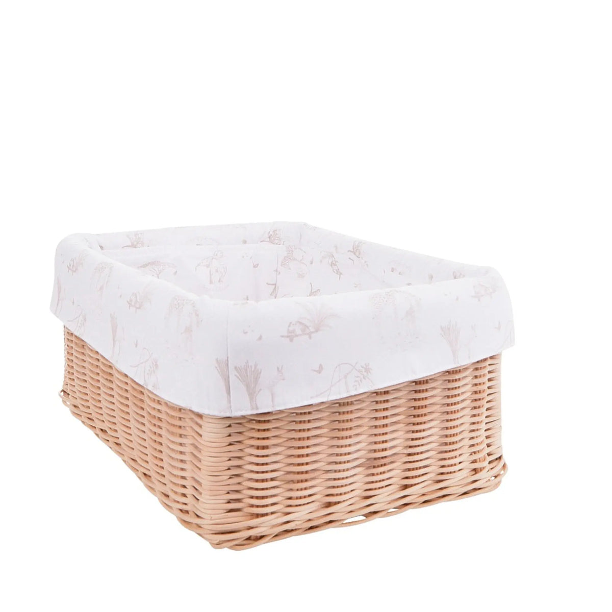 Natural wicker basket + Cover cotton - Safari - Blue Almonds