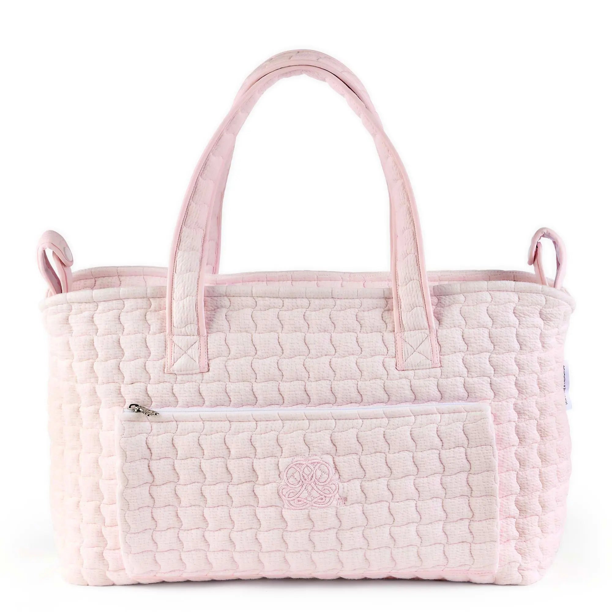 Quilted Changing Bag & Mat - Cotton Pink - Blue Almonds