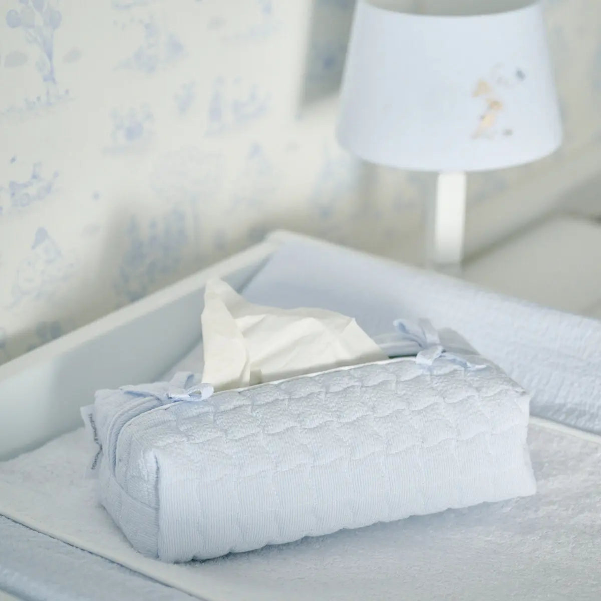 Tissue cover - Quilted - Blue Garden Party - Blue Almonds