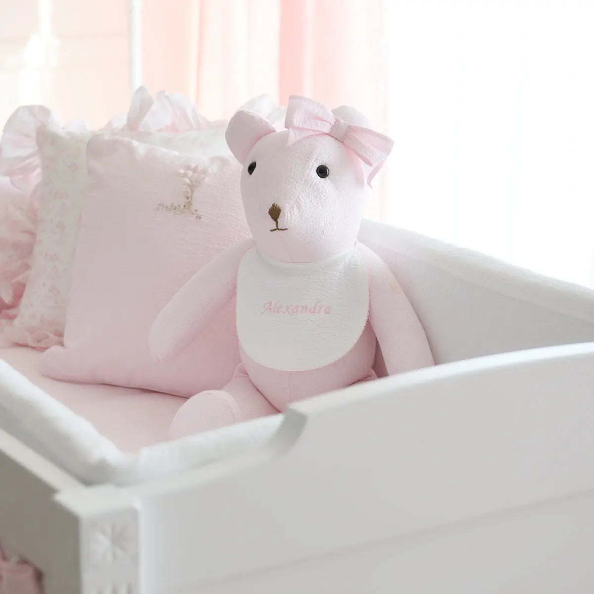 Teddy ThÃ©ophile customized - Pink Garden Party - Blue Almonds